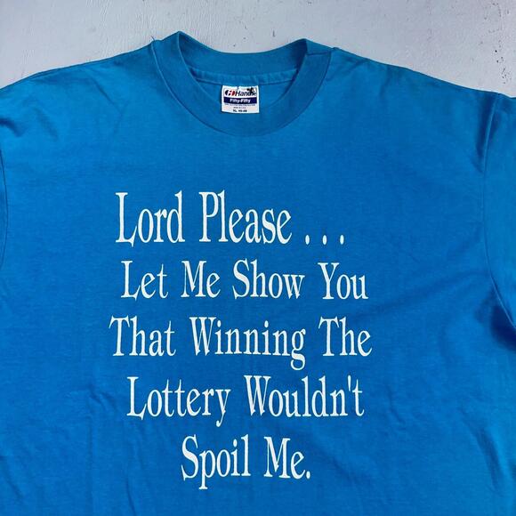 Hanes | Shirts | Funny Quote Lottery Lord Vtg T Shirt 8s Hanes Pray For ...